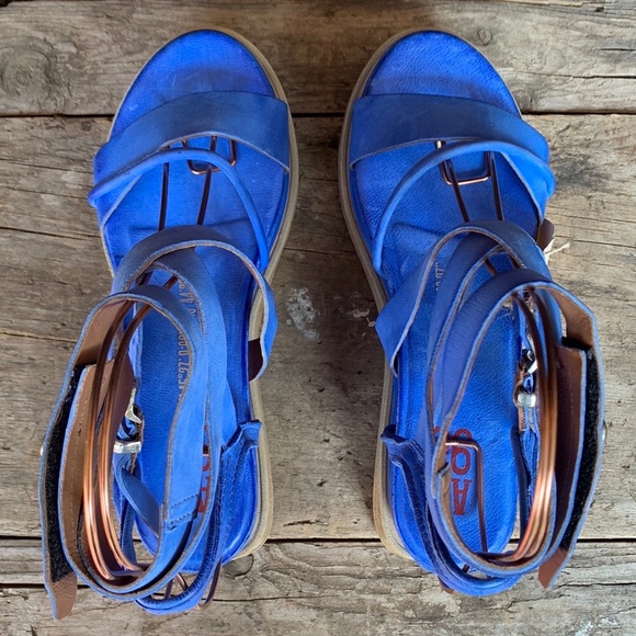 A.S.98 | Shoes | As98 As98 Labo Cobalt Blue Strappy Platform Wedge Open ...